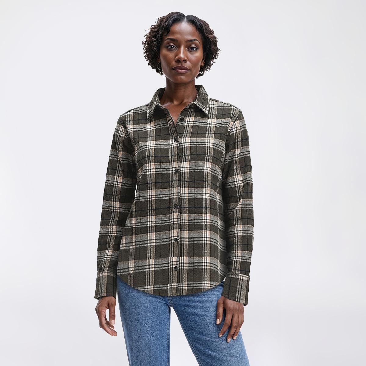 Click here for Womens Mountain Ridge Button Down Plaid Flannel -... prices